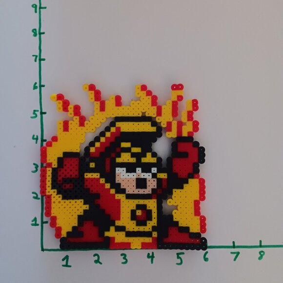 Perler, Megaman | Wall Decor | Perler Bead Art Of Heat Man From Megaman ...